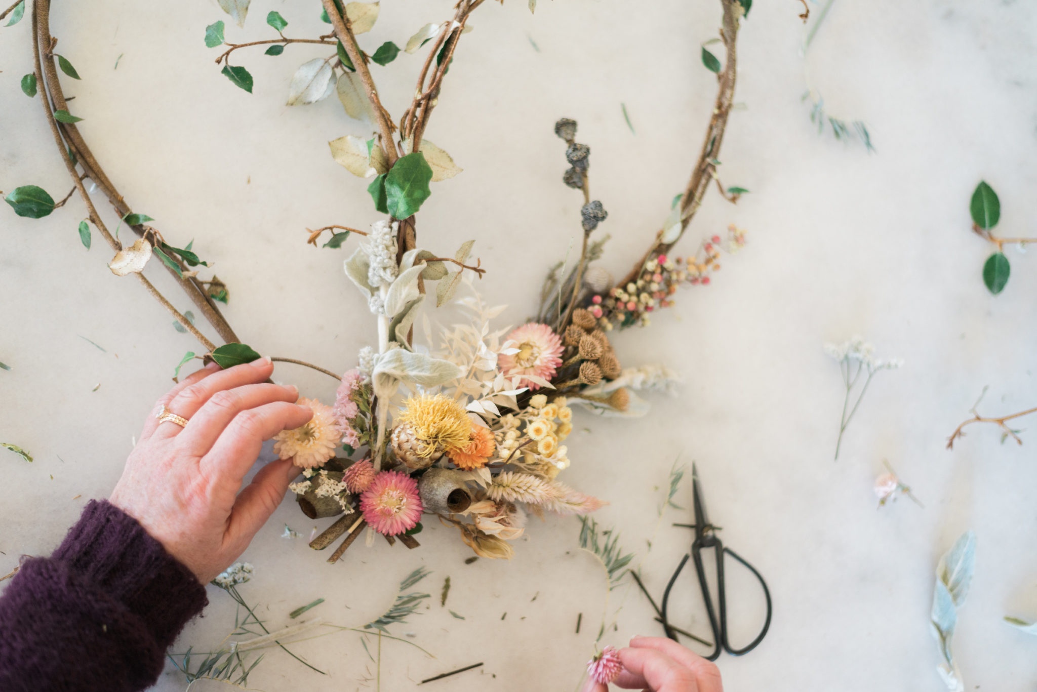 How to make a dried floral heart wreath | aleamoore.com